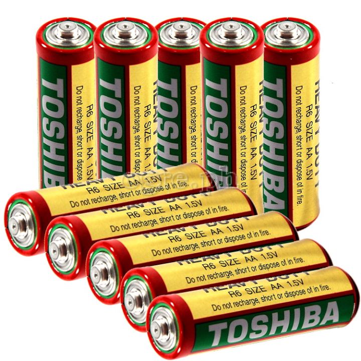Toshiba R6KG-1x10C Pack of 10 Extra Heavy Duty Zinc Carbon 1.5V AA ...