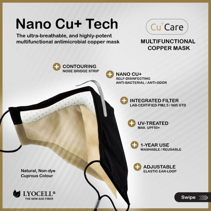 Cu+Care Multifunction Antimicrobial Copper Mask - Medium | Lazada PH