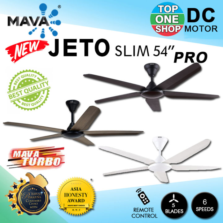 MAVA FAN | JETO SLIM PRO DC Motor 54 Inches 6 Speed R/F Remote Control ...