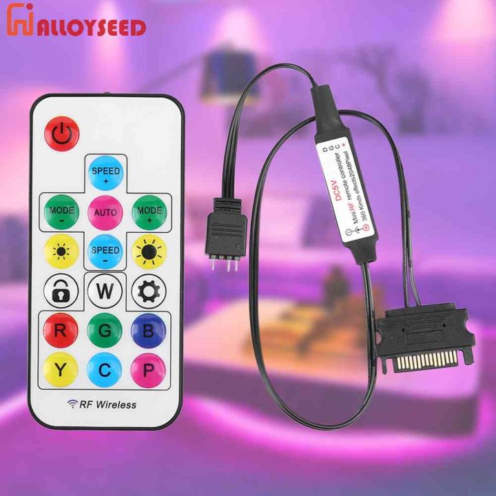 DC 5V 3Pin SATA RGB Controller LED Light Strip 17Keys Wireless Remote 3 ...