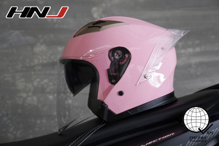 HNJ 916 Motorcycle Half Face helmet with dual visor and super long ...