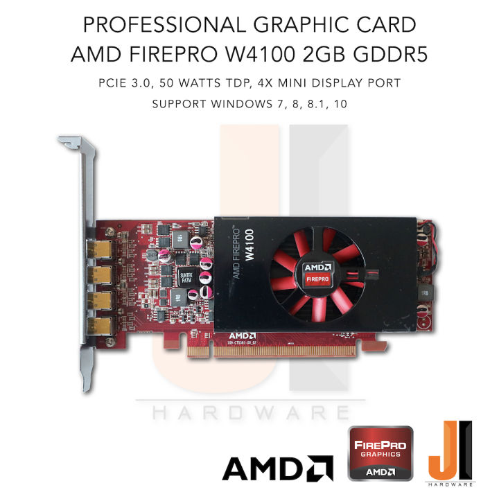 Professional Graphic Card AMD FirePro W4100 2GB 128-Bit GDDR5 (มือสอง ...