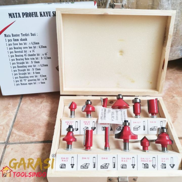 mata profil set 12 pcs mata pisau router kayu mata trimmer trimer mata ...