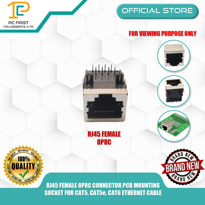 PC FIRST RJ45 FEMALE 8P8C CONNECTOR PCB MOUNTING SOCKET FOR CAT5, CAT5e ...