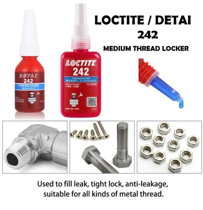 Loctite Detai Thread Locker Lem Penguat Baut Perekat Baut Medium ...