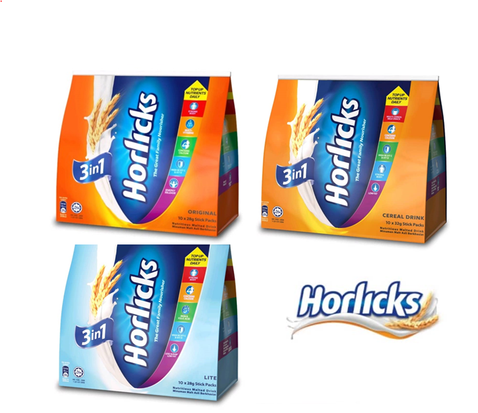 Horlicks 3 in 1 Nutritious Malted Drink (Original 10's x 28g / Cereal ...