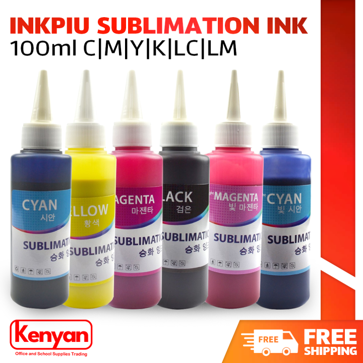 100ml Inkpiu Premium Sublimation Refill Ink C/M/Y/K/LC/LM for Converted ...