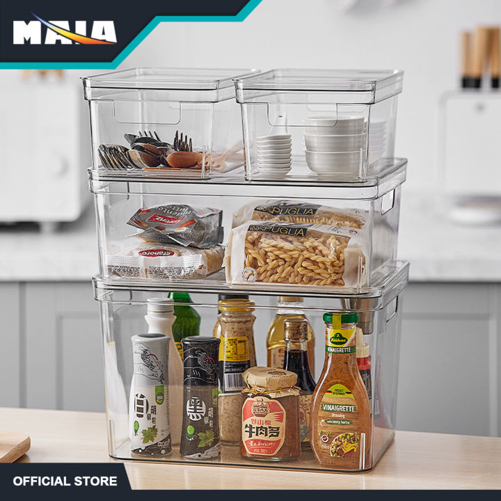MAIA Acrylic Home Kitchen and Refrigerator Food Box with Lid, Large ...