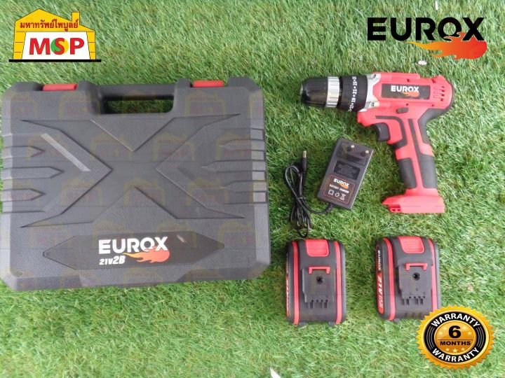 EUROX สว่านกระแทกไร้สาย 21V. 2B(กล่องชุด) ถูกที่สุด | Lazada.co.th