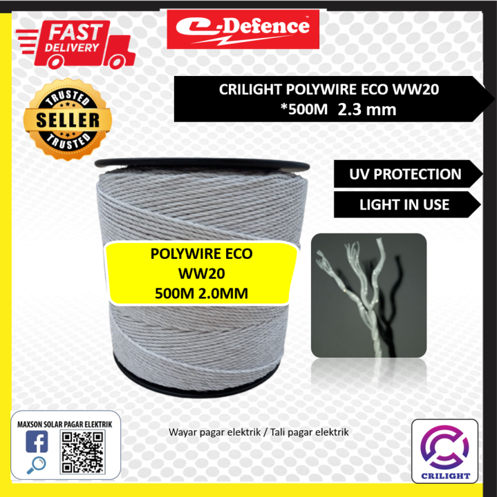 Crilight E-DEFENCE POLY WIRE wayar pagar elektrik (WW23 White / WO22 ...