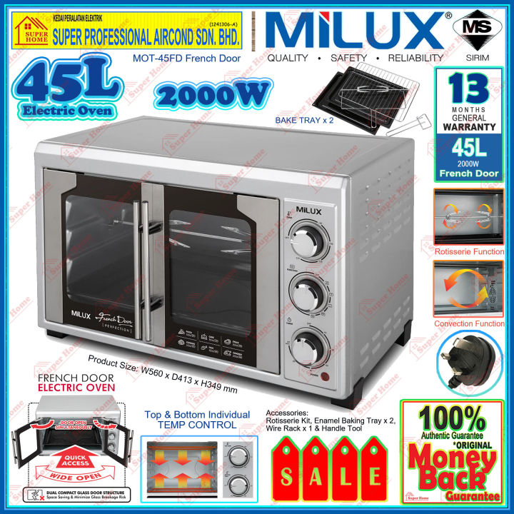 Milux Electric Oven MOT-45FD 45L French Door Electric Oven | Lazada