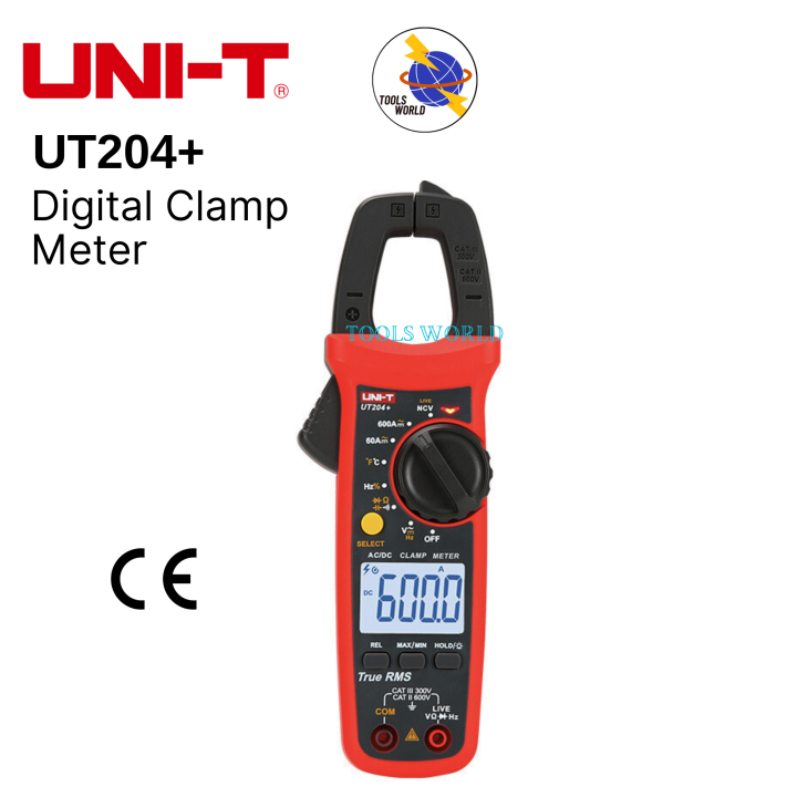 UNI-T UT204+ Digital Clamp Meter With Temperature -40℃~1000℃ / 6000 ...