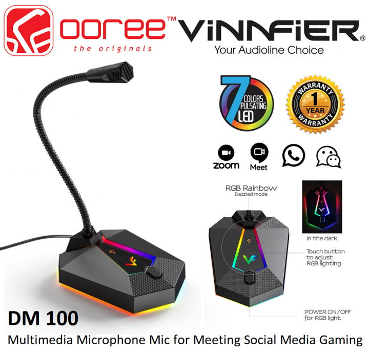 VINNFIER DM 100 MULTIMEDIA RGB MICROPHONE MIC WITH 360° OMNI-SURROUND ...