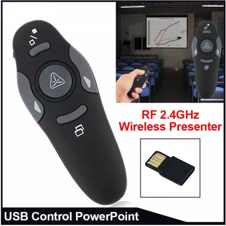 Wireless Presenter RF 2.4GHz USB Presentation PowerPoint Clicker PPT Remote Control Pointer ...