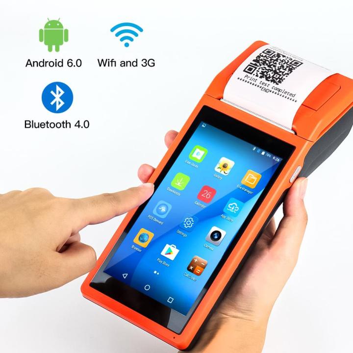 Handheld PDA POS Terminal Printer Android 8.1 with 58mm Thermal Receipt Printer 5.5inch HD 3G ...