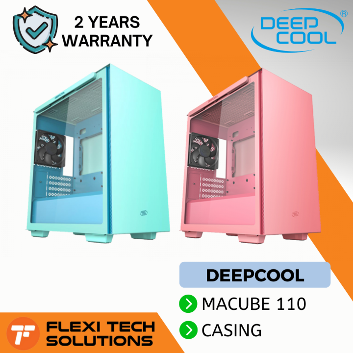 Flexi Tech DEEPCOOL MACUBE 110 Green / Pink GRBL PC Desktop Casing MATX ...