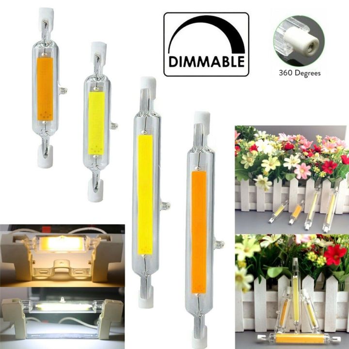 R7s Led Light Bulb 78mm 118mm Dimmable Cob Ceramic Glass Tube Light