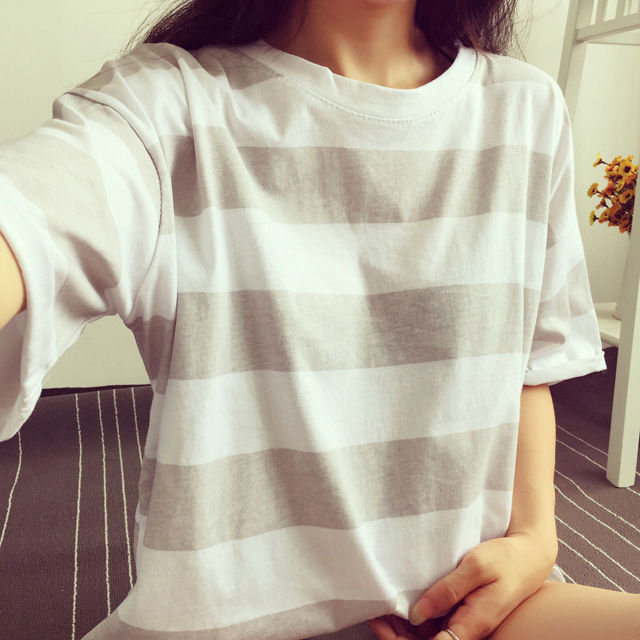 QXshop ☂️เสื้อยืดสีสันลายทางใส่สบายสุด มีหลายสีให้เลือก👾 เหมาะกับทุก ...
