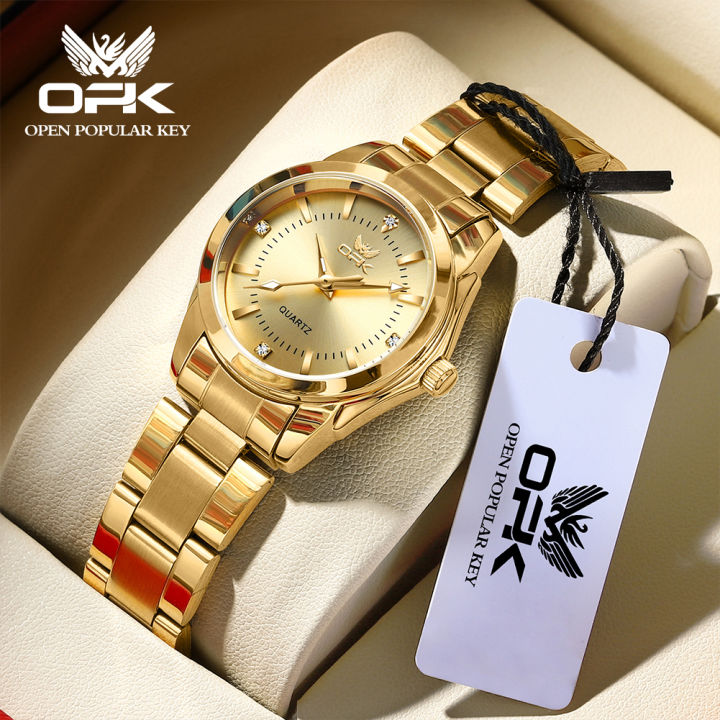 OPK 6002 Quartz Watch For Women Elegant Dial Stainless Steel Strap ...