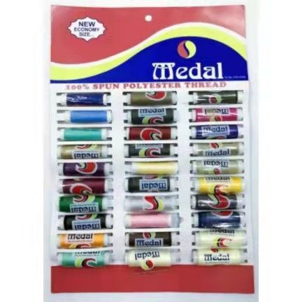 MEDAL SINULID MULTICOLORS/ WHITE/ BLACK 100% SPUN POLYESTER THREAD 1PAD ...