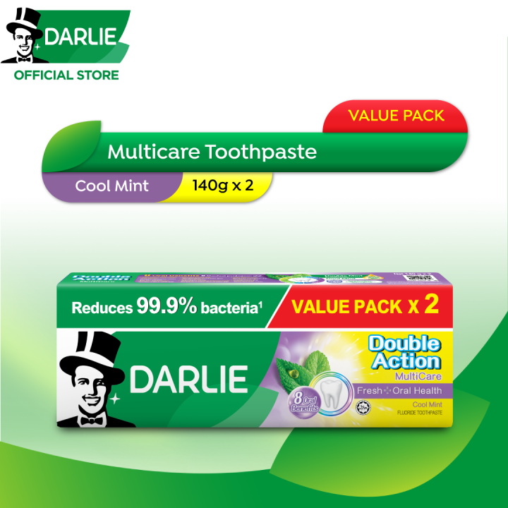 DARLIE Double Action Multicare Cool Mint Toothpaste 140gx2 (Value Pack ...