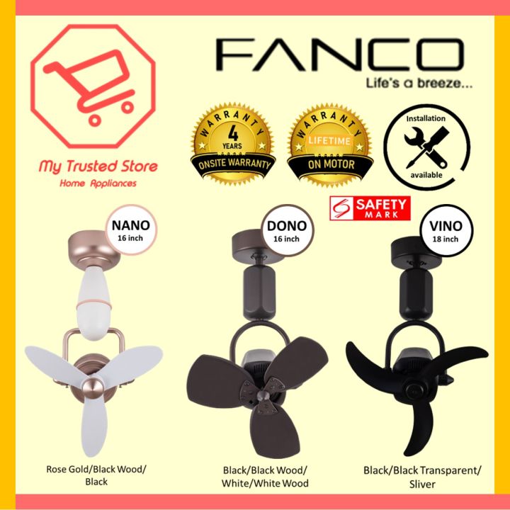 Fanco Nano 16 Inch / Dono 16 Inch / Vino 18 Inch Corner Fan W Wall And ...