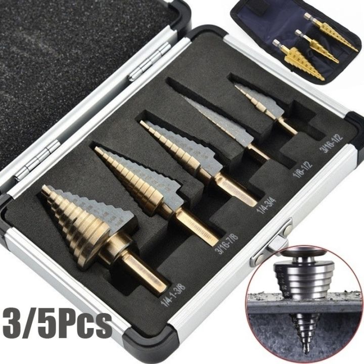 HSS 4241 Cobalt Multiple Hole 50 Sizes Step Drill Bit Set Tools Aluminum Case Metal Drilling ...