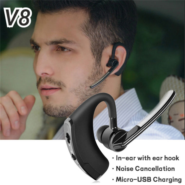 V8 Wireless Bluetooth Business Headset Bass Noise Reduction Earbuds ...