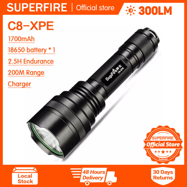 SUPERFIRE Flashlight C8-XPE Powerful Flashlight | Lazada PH