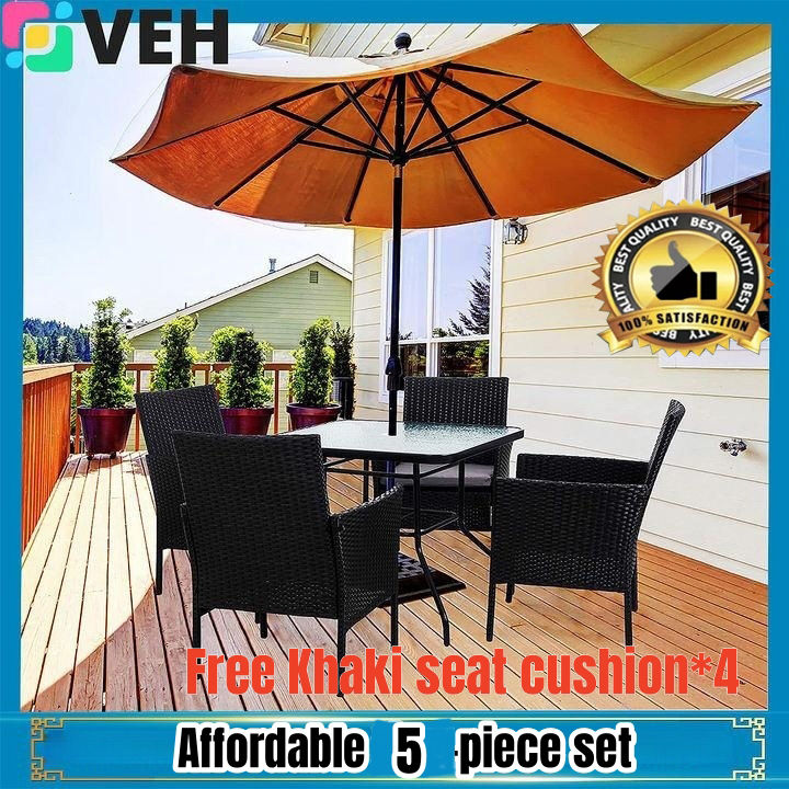 JELEMI Outdoor Table and Chairs Set, 100% hand woven impermeable rattan ...