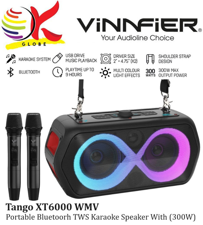 VINNFIER TANGO XT6000 WMU PORTABLE KARAOKE BLUETOOTH SPEAKER 300W ...