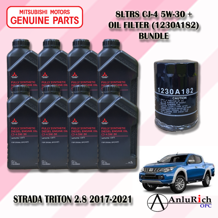 MITSUBISHI STRADA TRITON 2.8 '17-'21 OIL CHANGE PACKAGE 8LTRS CJ-4 5W ...
