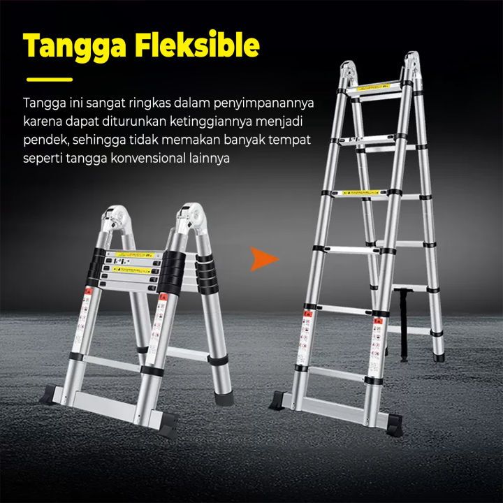 Tangga Lipat Aluminium Teleskopik 4.4M Single Telescopic Ladder 4.4 M ...