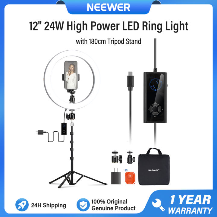 NEEWER 24W High Power LED Ring Light with 180cm Tripod Stand Phone ...