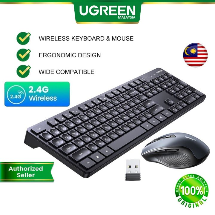 UGREEN Wireless Keyboard Mouse 2.4G 104 Keys Concave Keycaps Non Delay ...