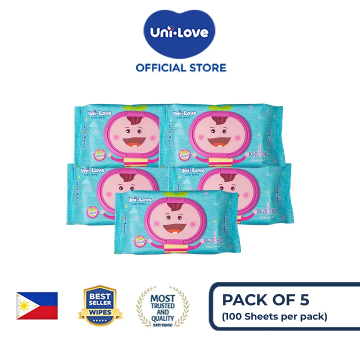 UniLove Unscented Baby Wipes 100's Pack of 5 | Lazada PH