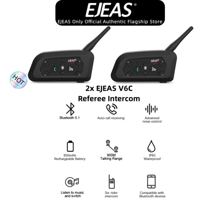 EJEAS V6C Referee Bluetooth Intercom Headset, Bluetooth 5.1, with 1 ...