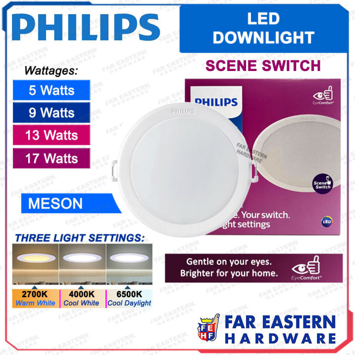 PHILIPS Scene Switch LED Down Light Meson Recessed Colors Warm / Cool White / Daylight Ceiling ...