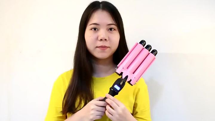 130W Hair Curling Iron 3 barrel hair waver PTC pemanas rambut styler ...