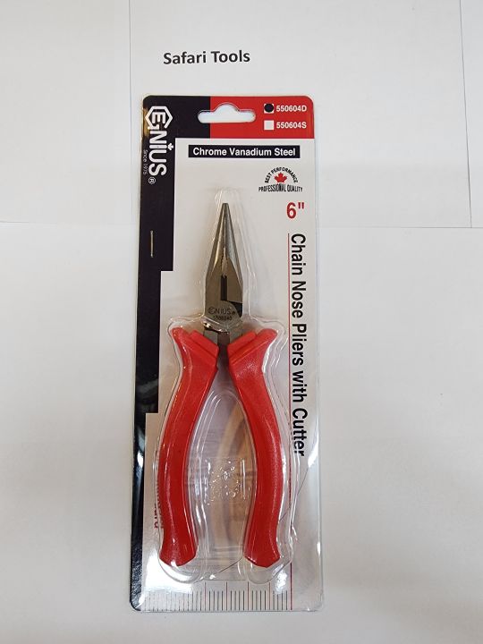 Genius Chain Nose Pliers with Cutter 6" Long Nose 6" Tang Lancip 6 Inch ...