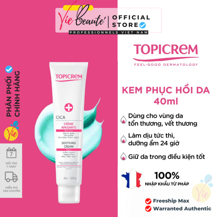 Kem dưỡng phục hồi và làm êm dịu da - TOPICREM Cica Soothing Cream ...