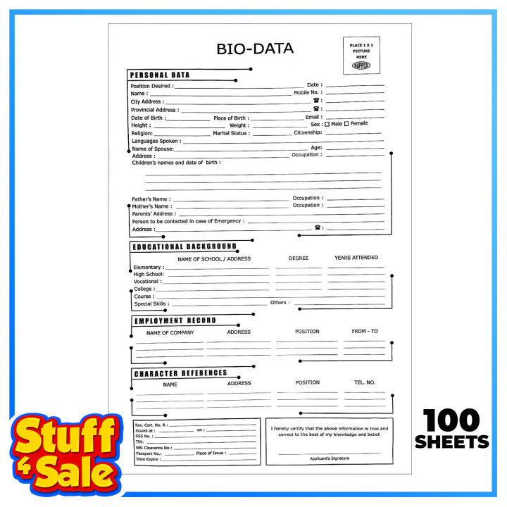 Biodata Form Philippines Word