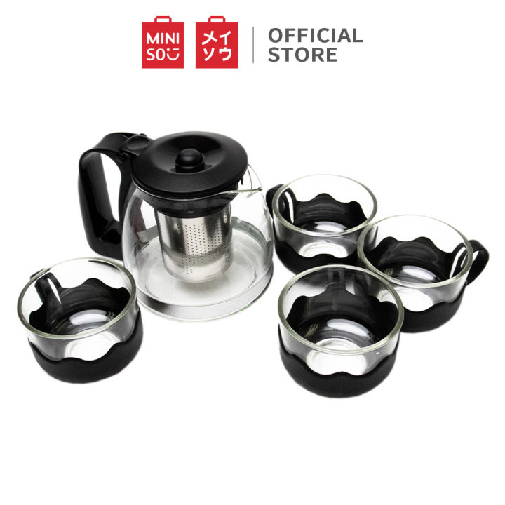 MINISO กาชงชา ชุดกาน้ำชาสแตนเลส พร้อมแก้ว ชุดถ้วยน้ำชา Tea set | Lazada ...