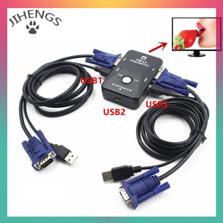 JIHENGS JointFlowers 2 Port USB VGA KVM Switch Box For Mouse Keyboard ...