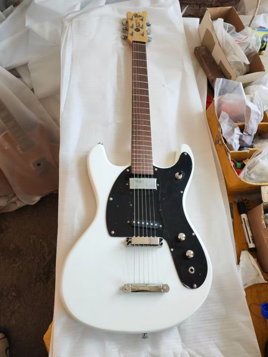 Mosrite กิจการโลหะสีแดง-สีเทา-น้ำเงินกีต้าร์ไฟฟ้า P90รถกระบะ B500คุณภาพ ...