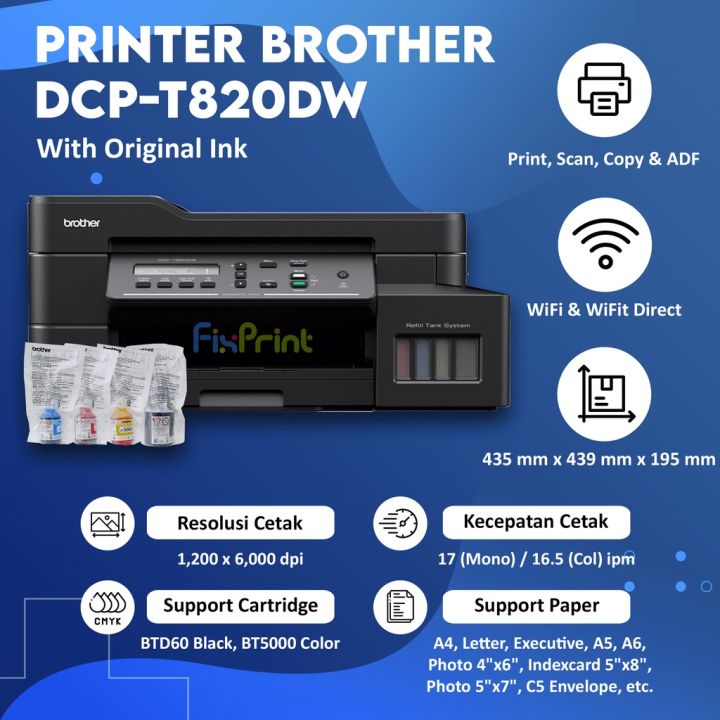 Printer Brother DCP-T820DW DCP T820 DW Duplex Wireless Print Scan Copy ...