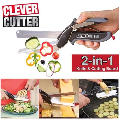 Clever Cutter 2-in-1 Food Chopper-Stainless Steel Knife with Cutting ...