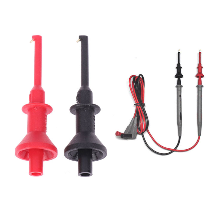 Piao 2pcs Multimeter Probe Hook 4mm Threaded Socket Smd Ic Clamp Spring