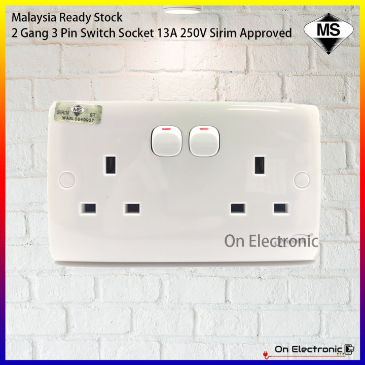 13A 2 Gang 3 Pin Switch Socket Wall Switch Socket With Sirim Approved ...