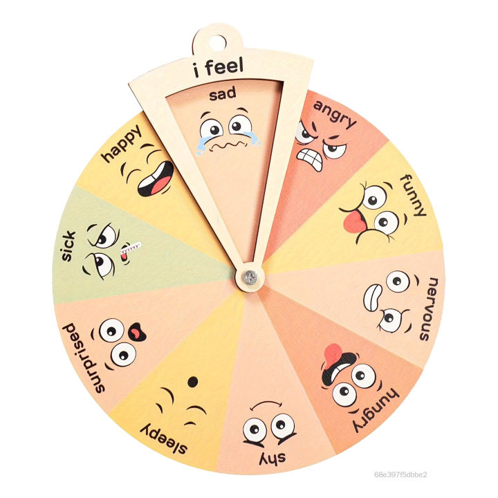 SFDGIKHY Toddler-Friendly Wooden Feelings Wheel Unique Portable Cartoon ...